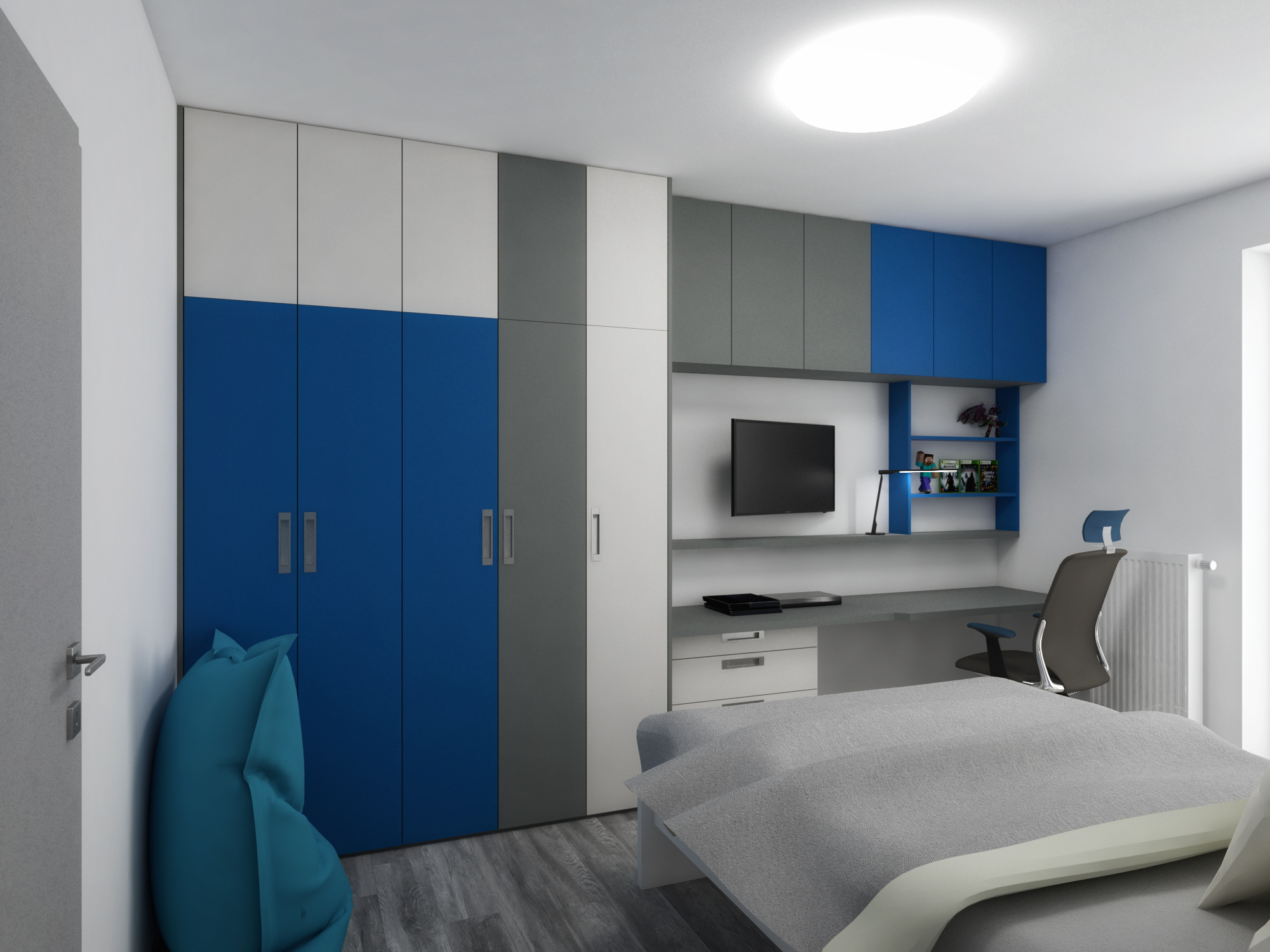 Návrh dvou pokojíků, ložnice a předsíně - Ivet Design